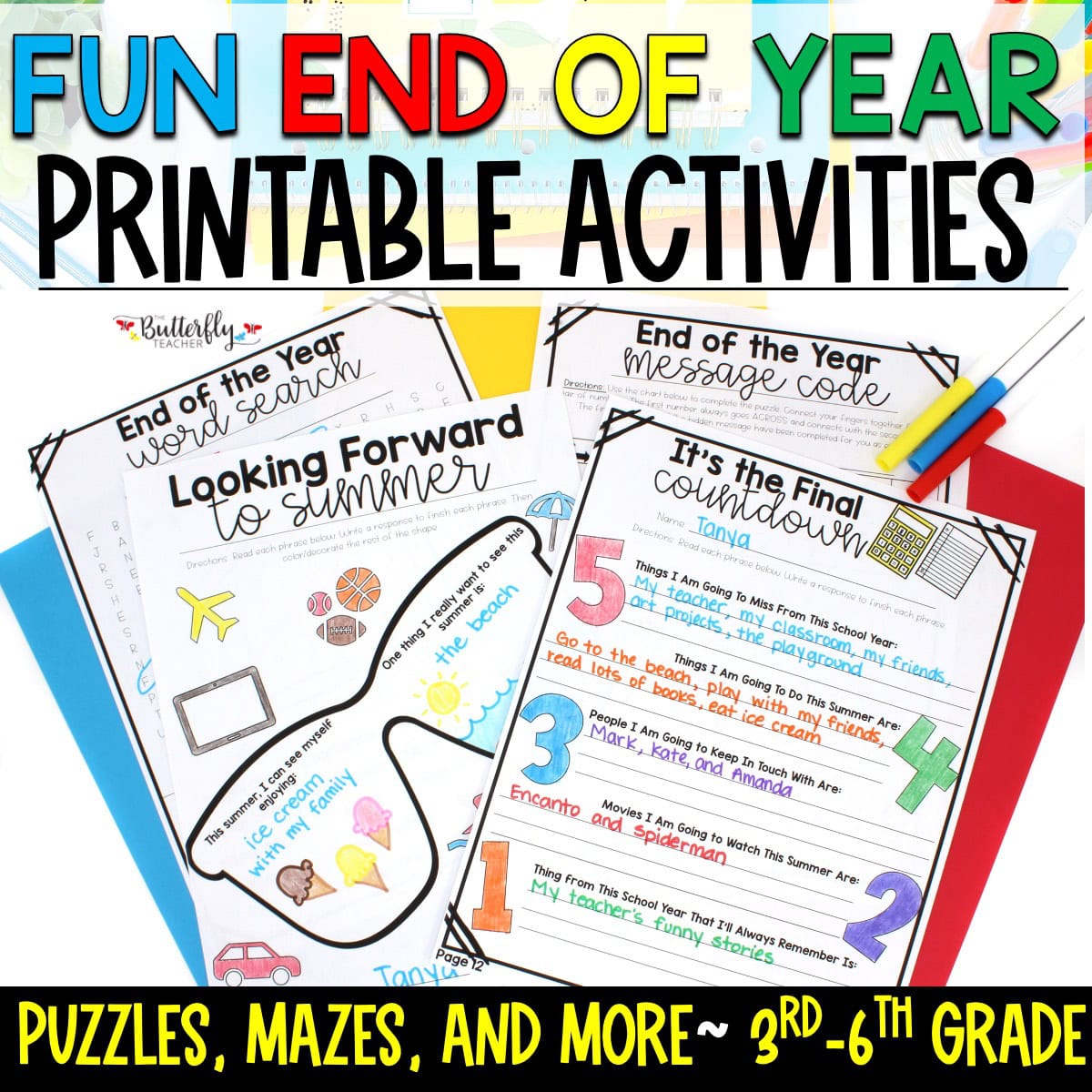 End of the Year Activities Fun Packet - The Butterfly Teacher