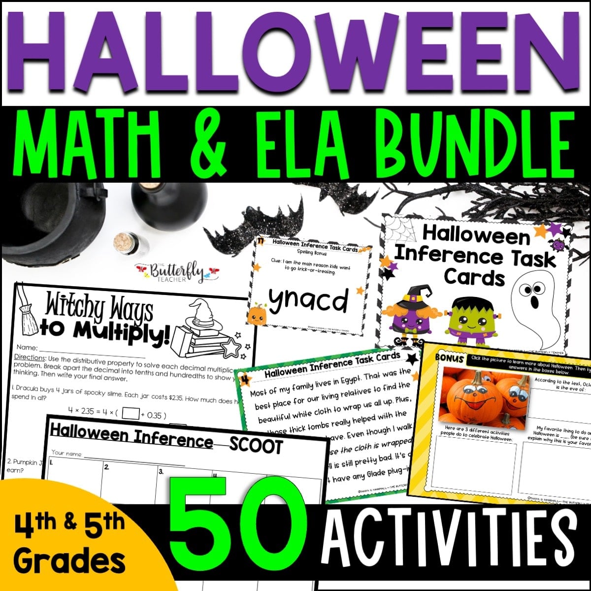 Halloween Math and ELA Activities Bundle